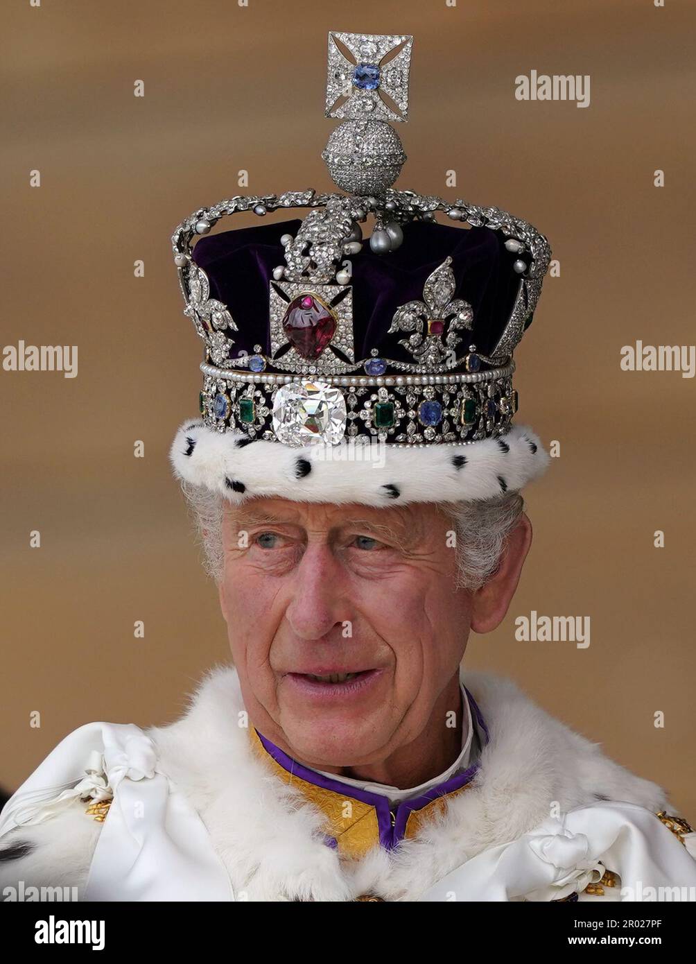 King Charles III receives a royal salute from members of the military ...