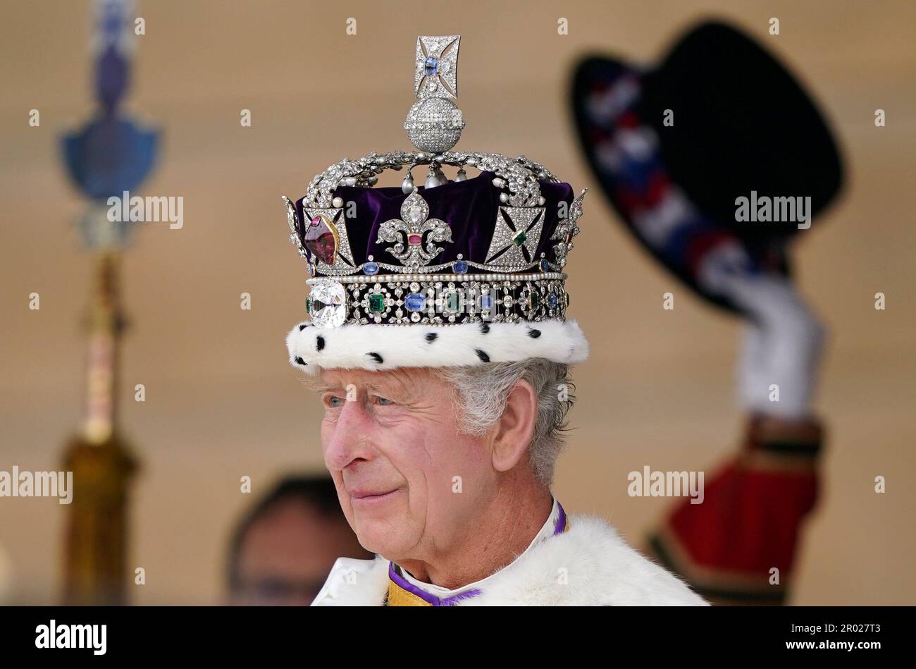 King Charles III receives a royal salute from members of the military ...