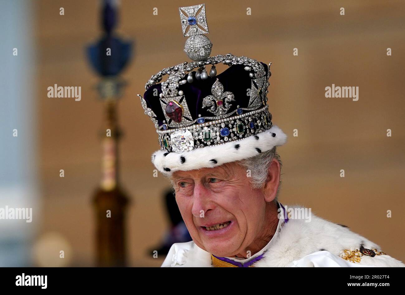 King Charles III receives a royal salute from members of the military ...