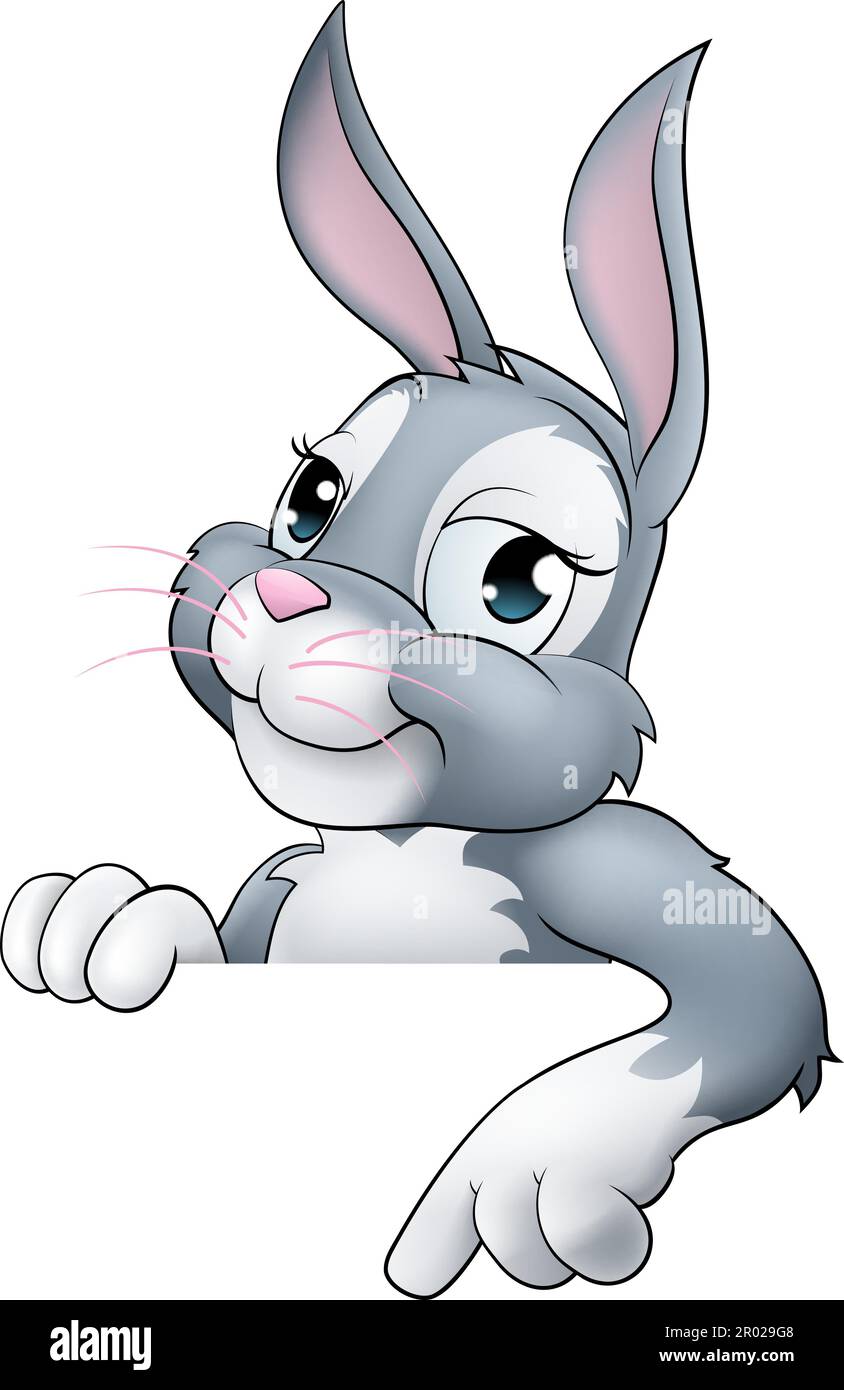 Easter Bunny Rabbit Cartoon Character Peeking Sign Stock Vector Image ...