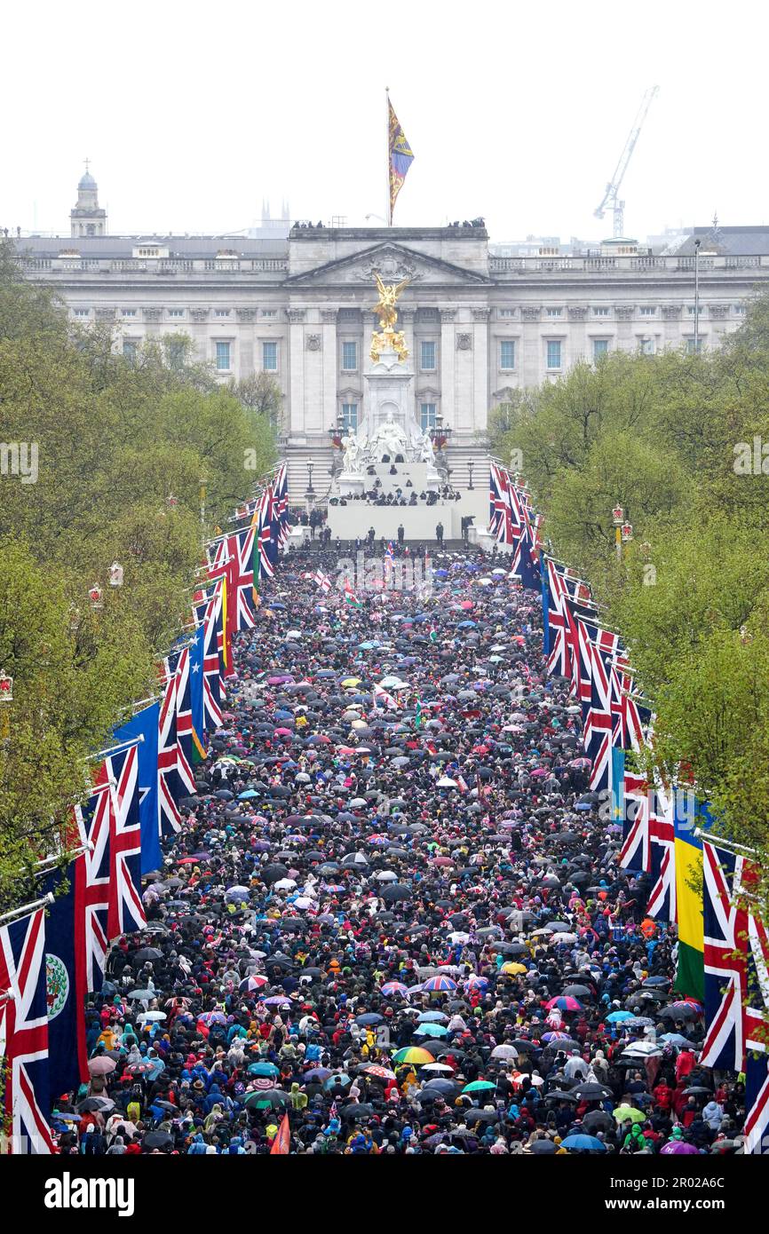 Crowds line the Mall after the coronation ceremony of King Charles III ...