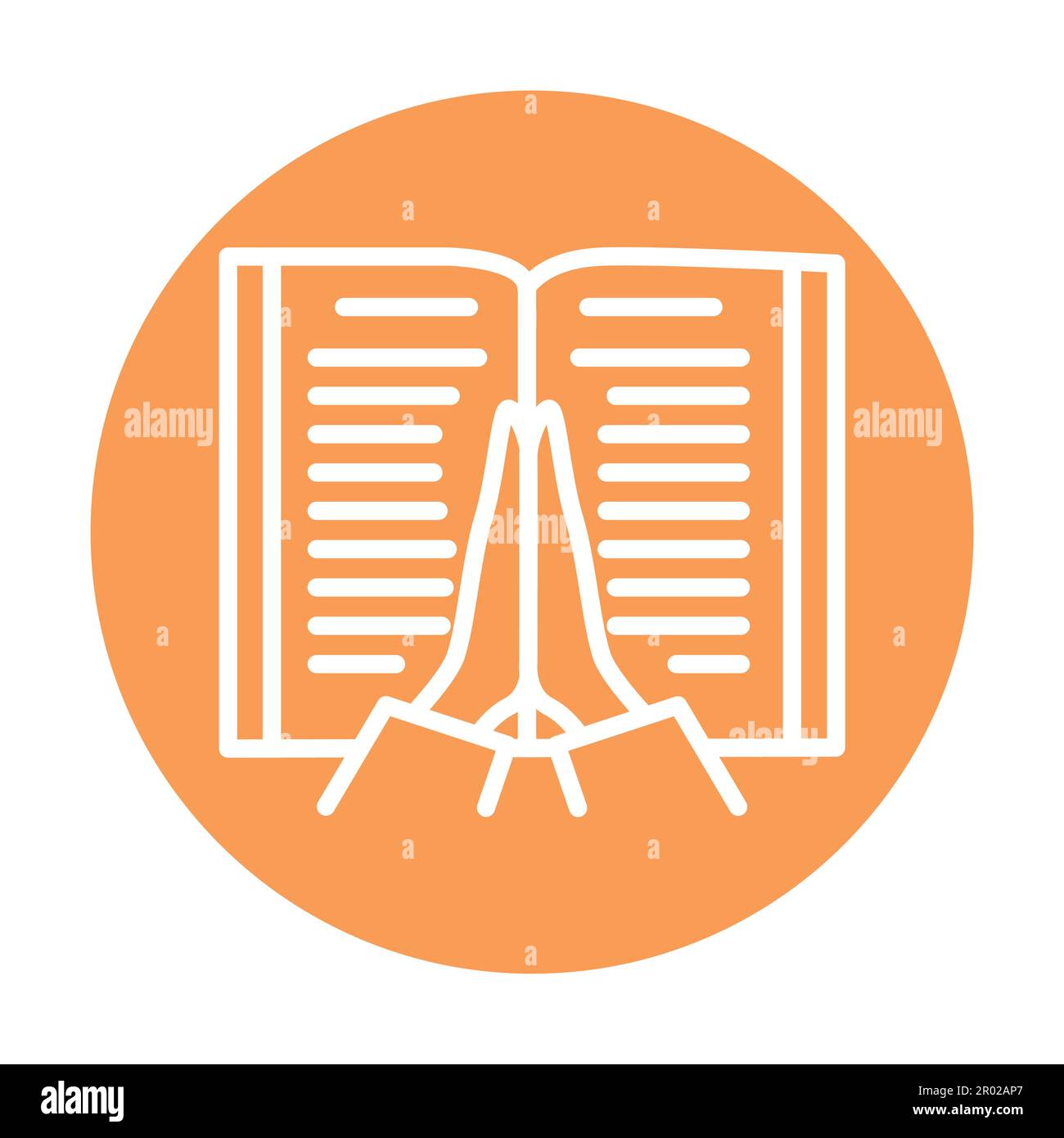 Hand gesture praying and bible line color icon. Isolated vector element ...