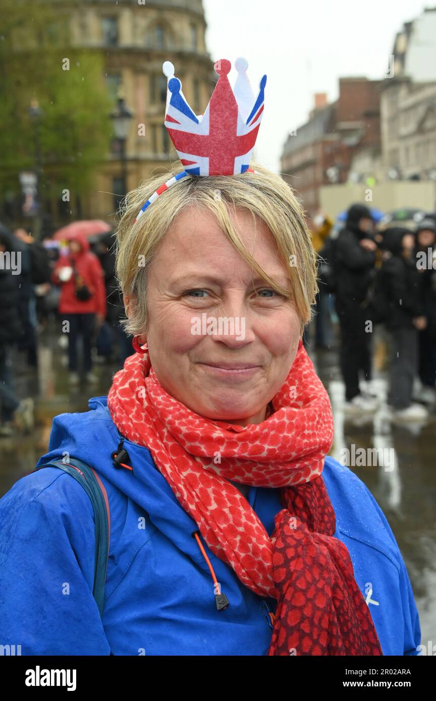 Trafalgar square, May 6, 2023, London, UK. Thousands of Royal fans ...
