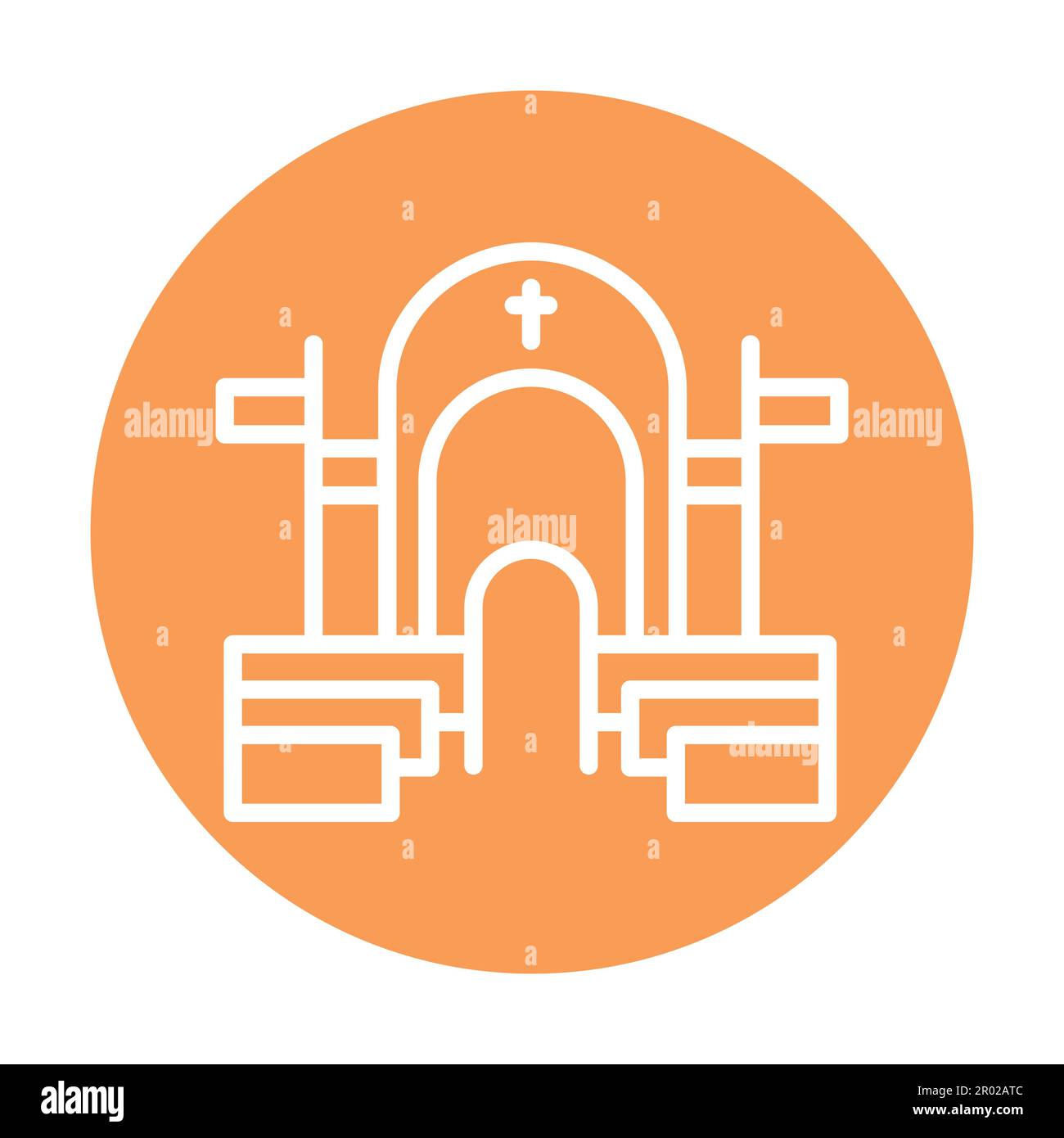 Interior inside of Catholic Church line color icon. Isolated vector ...