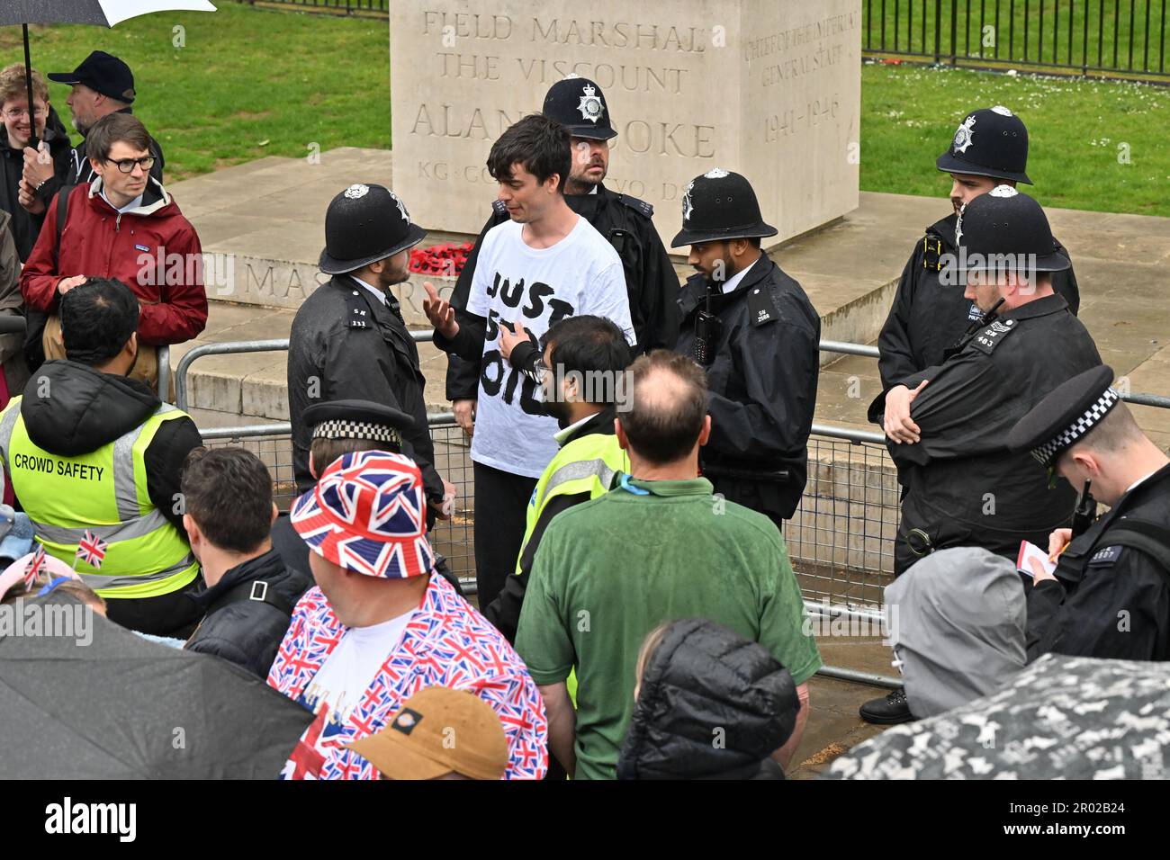 London, UK. 06th May, 2023. Just Stop Oil protester Ben Larson is ...