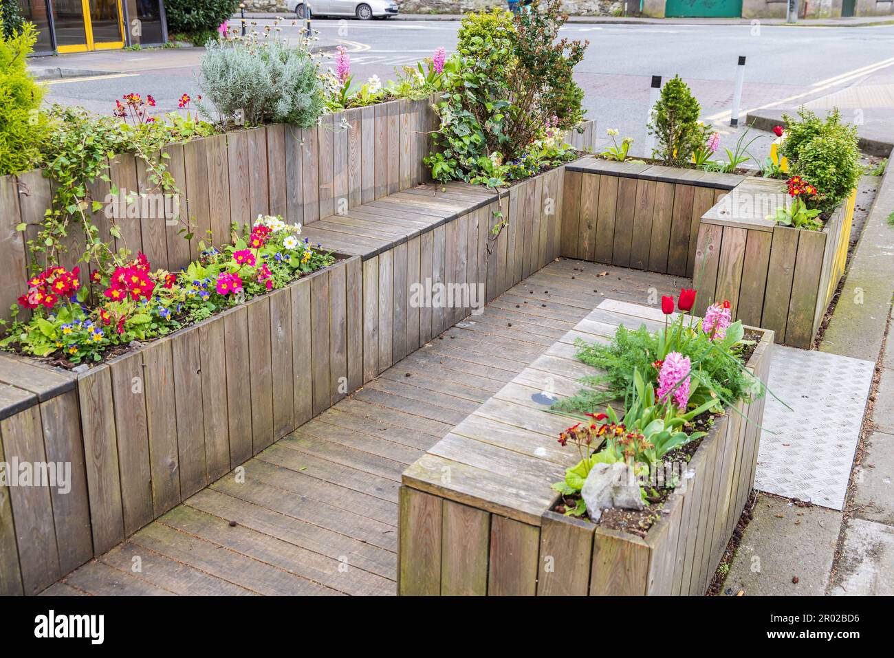 Greening Parklets boxes with colorful platns and flowers in Cork in ...