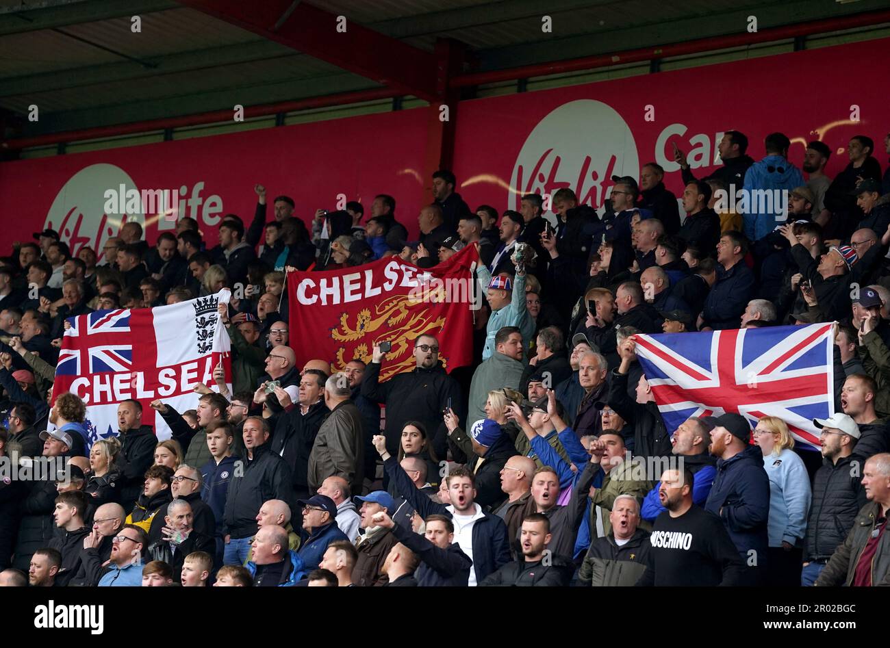 Chelsea fans in the stands during the national anthem, to mark the ...