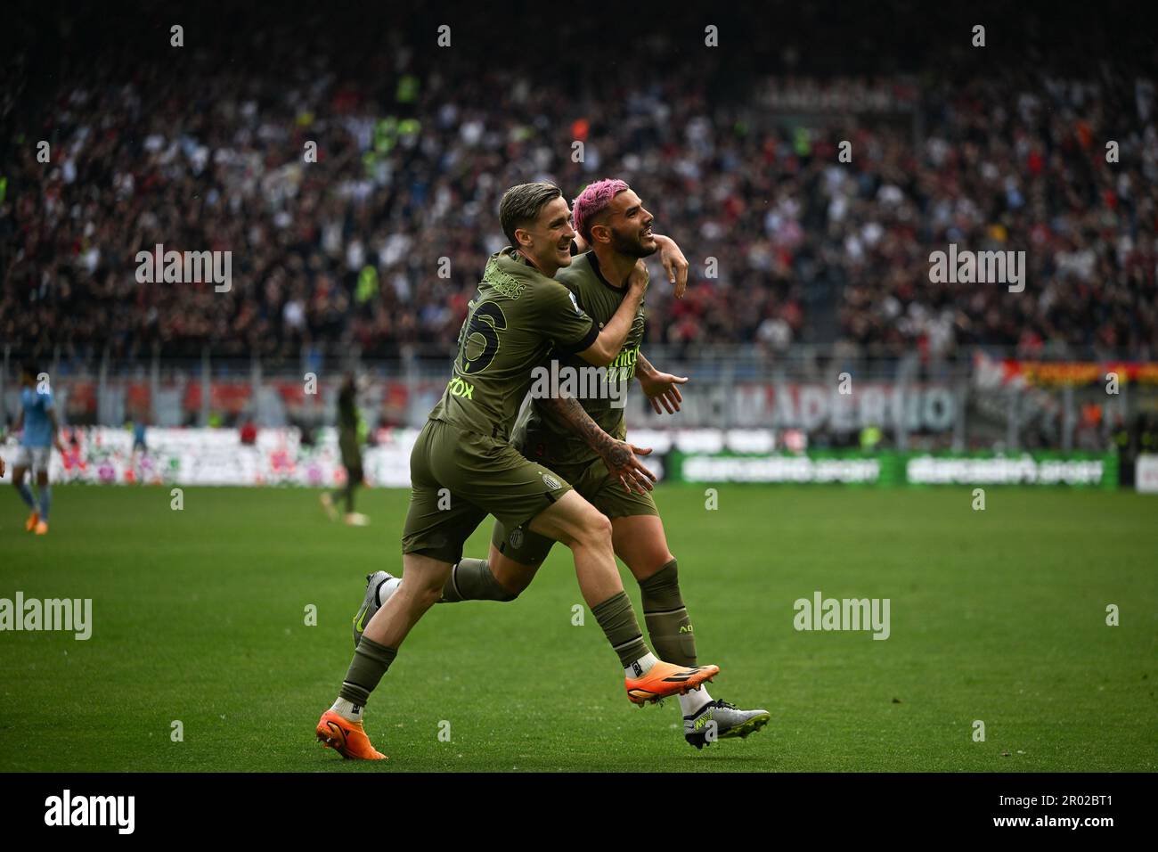 Theo Hernandez of Ac Milan celebrating after a goal during the Italian ...