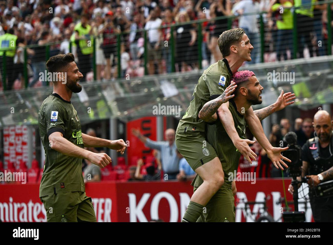 Theo Hernandez of Ac Milan celebrating after a goal during the Italian ...
