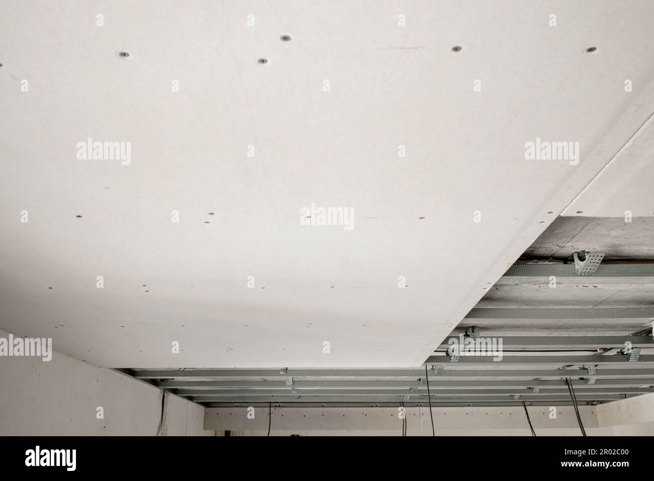 Suspended ceiling structure, for installation of plasterboard Stock ...