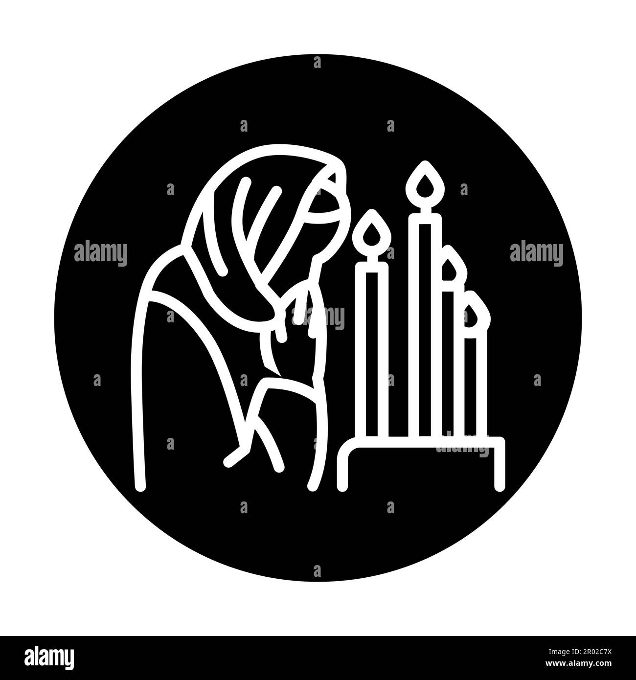 Woman Praying Line Color Icon Isolated Vector Element Stock Vector Image And Art Alamy