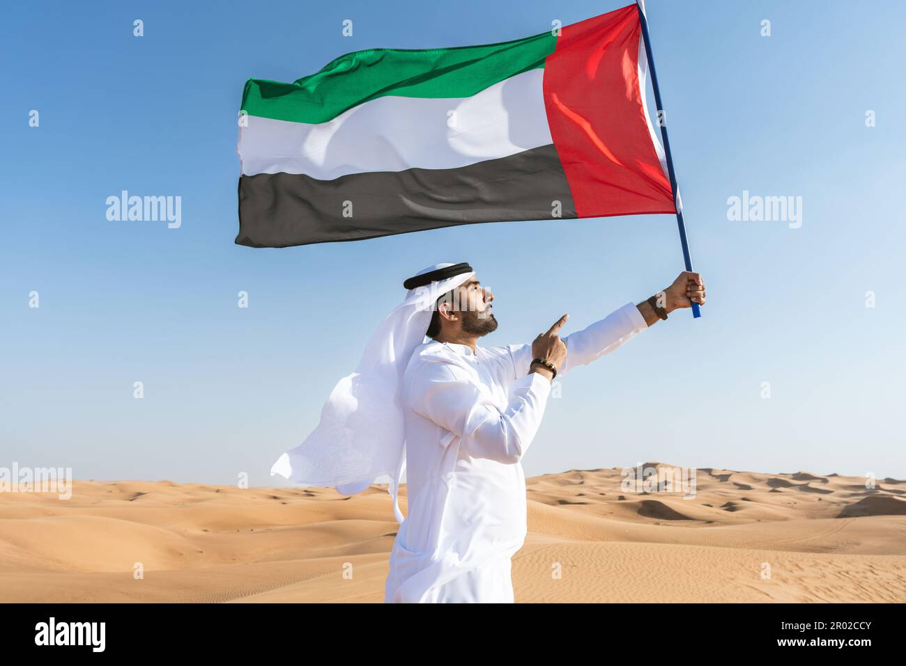 Middle-eastern man wearing traditional emirati arab kandura in the ...