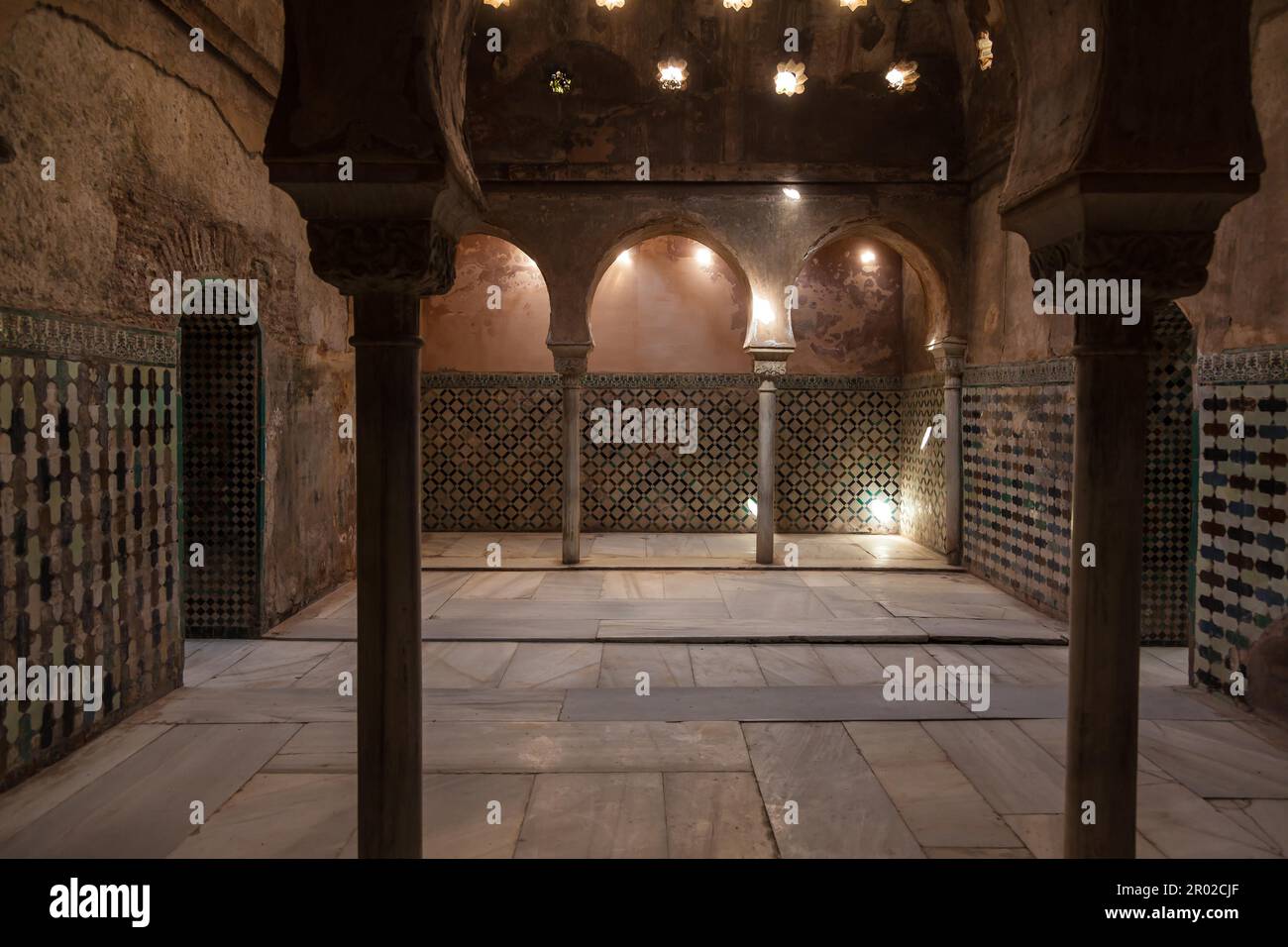 Spain, Andalusia, Granada. Interior of Arabic Bathroom in Alhambra ...