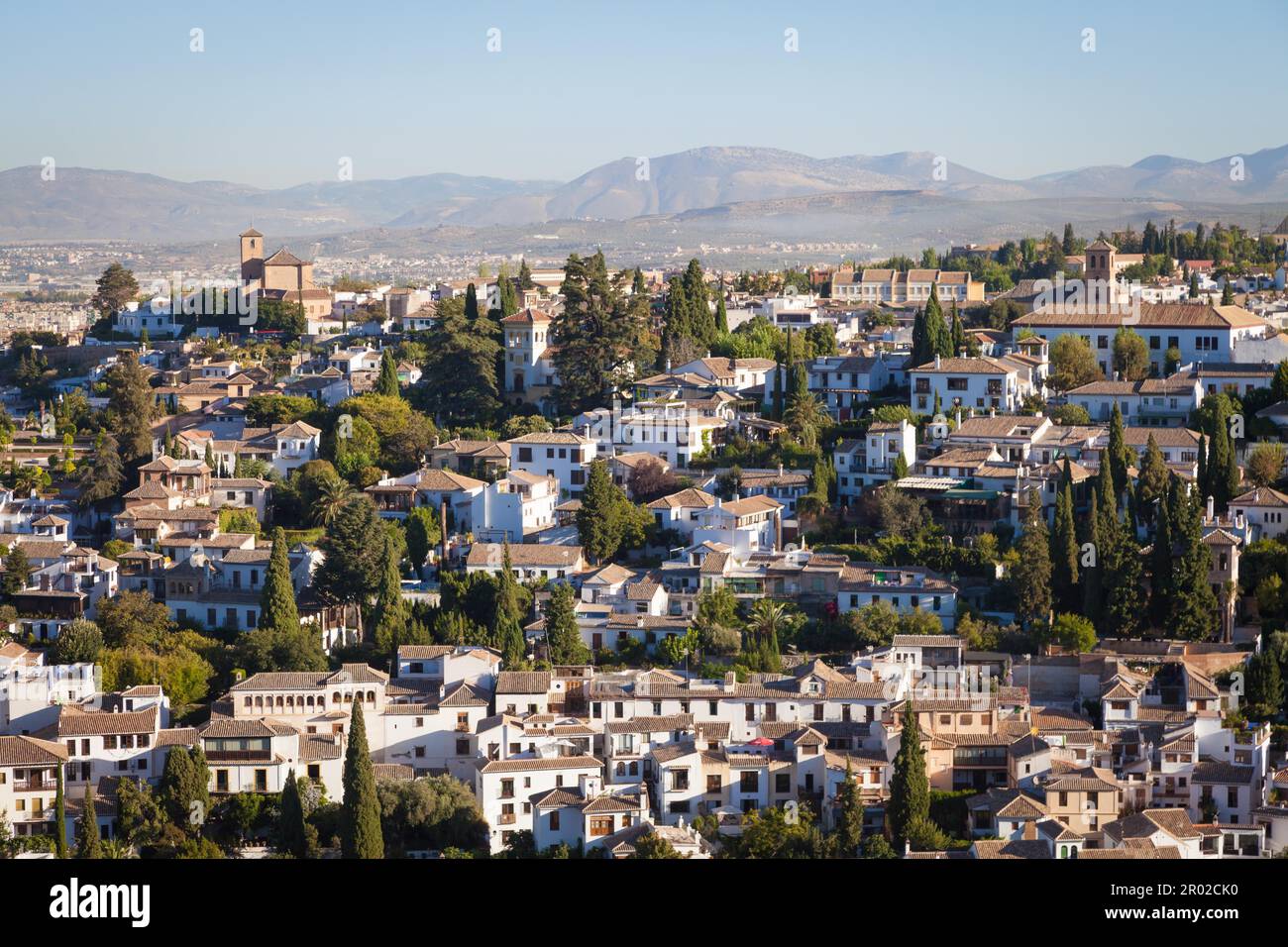 Spain, Andalusia Region, Granada town panorama from Alhambra viewpoint ...