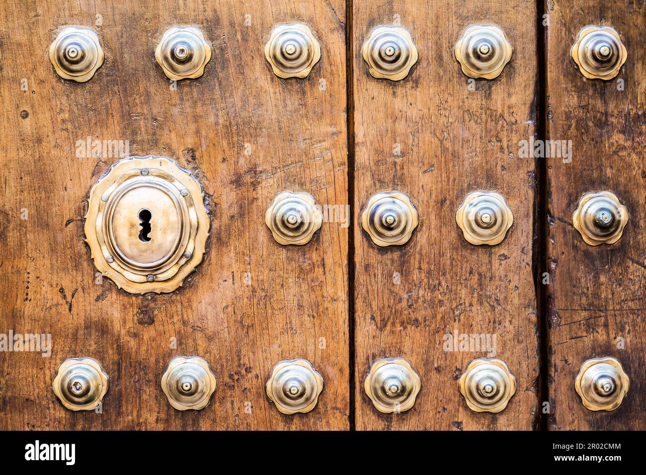 Ancient Italian door (estimated 200 years old) in Tuscany. Keyhole ...