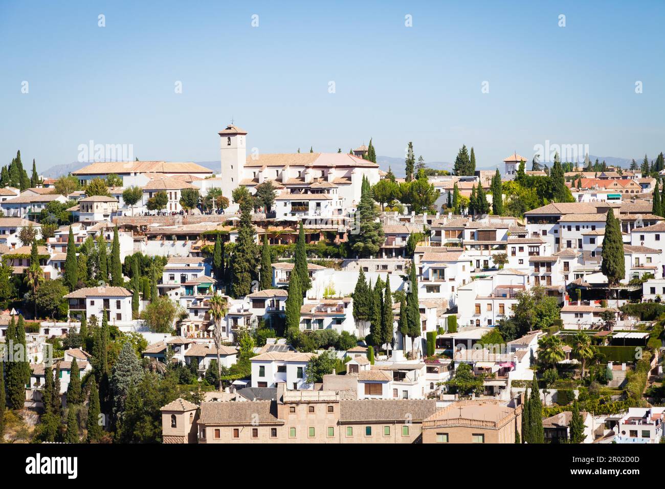 Spain, Andalusia Region, Granada town panorama from Alhambra viewpoint ...