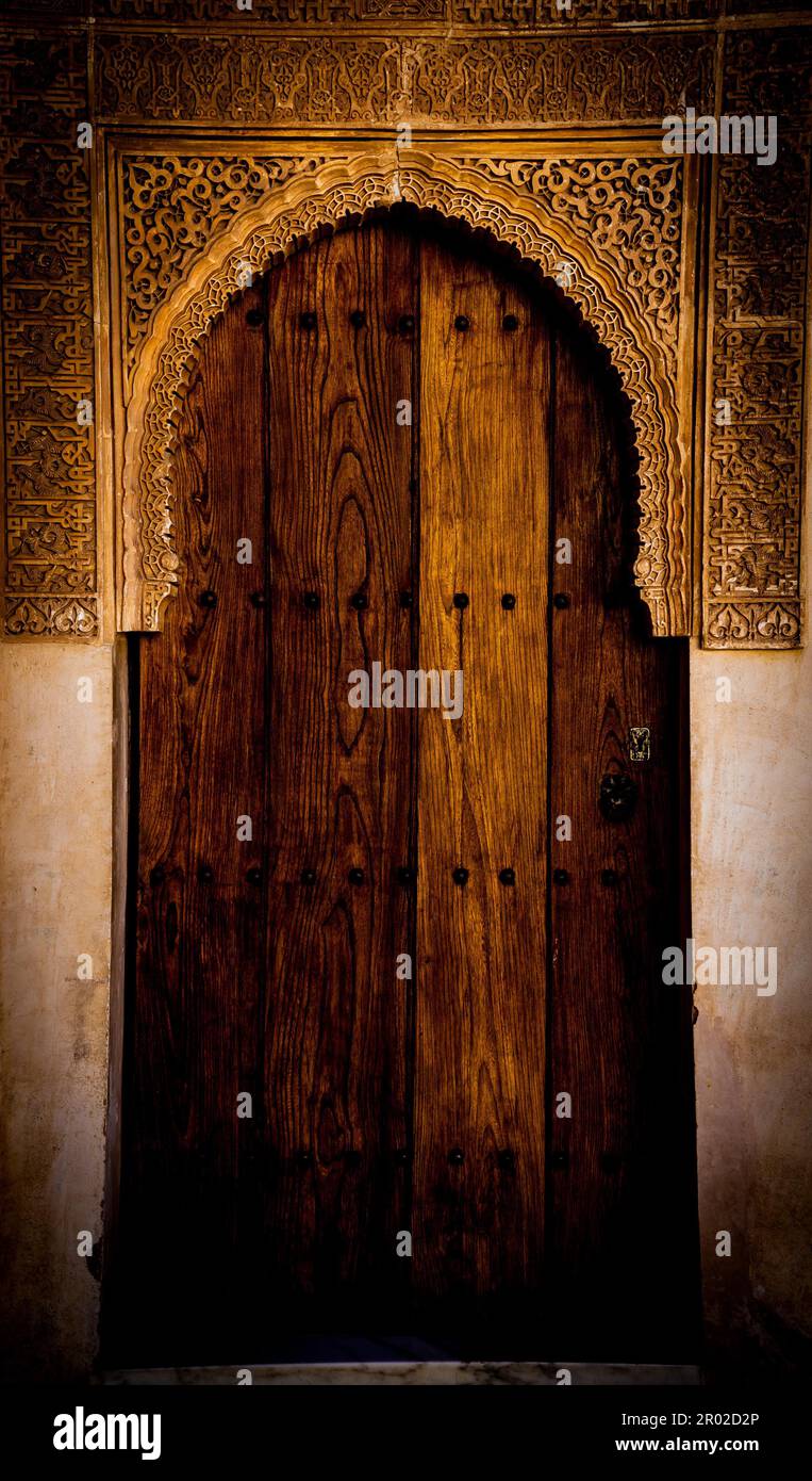 Detail of ancient door in Alhambra UNESCO site - Spain, decorations 800 ...