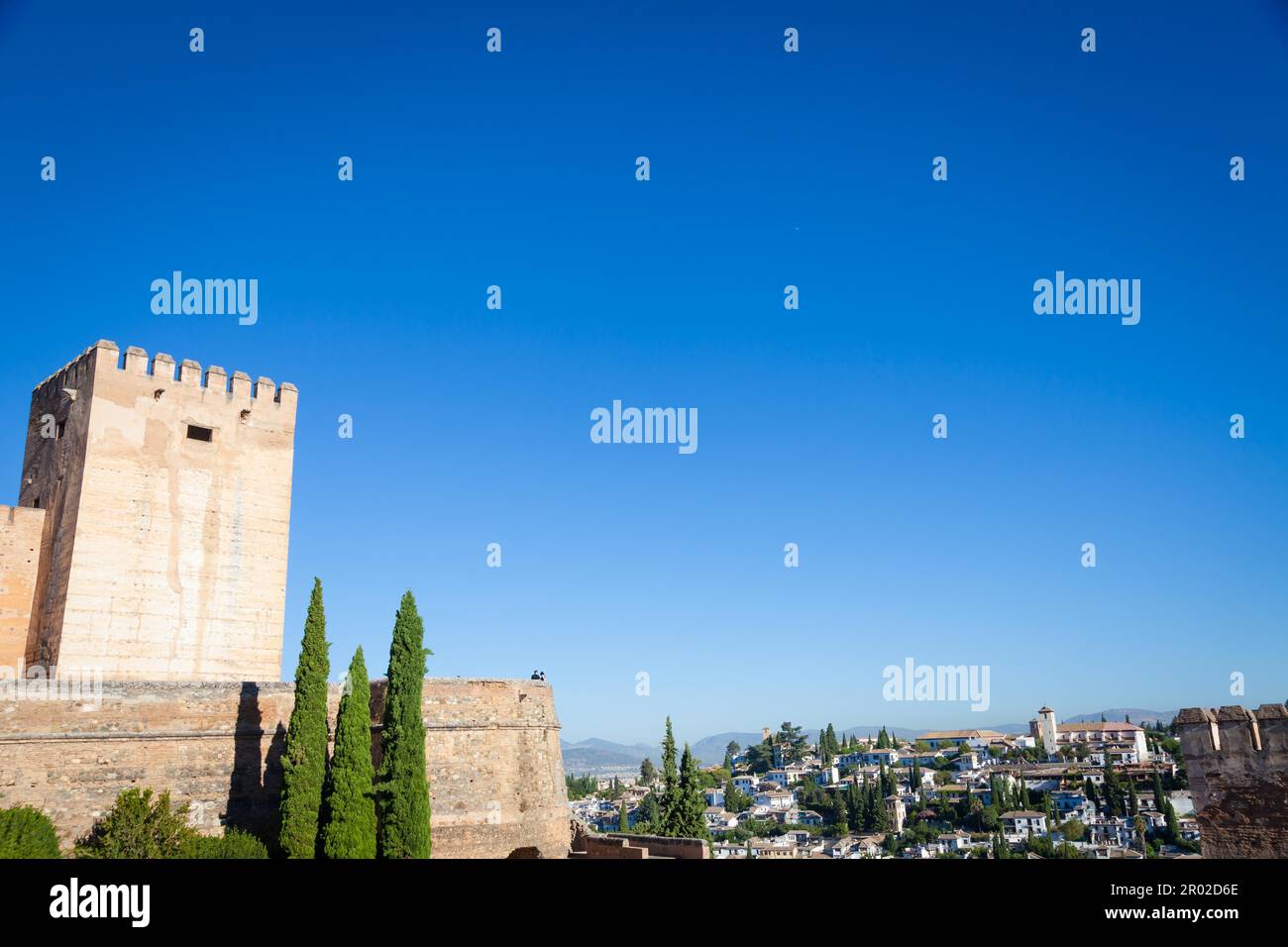 Spain, Andalusia Region, Granada town panorama from Alhambra viewpoint ...