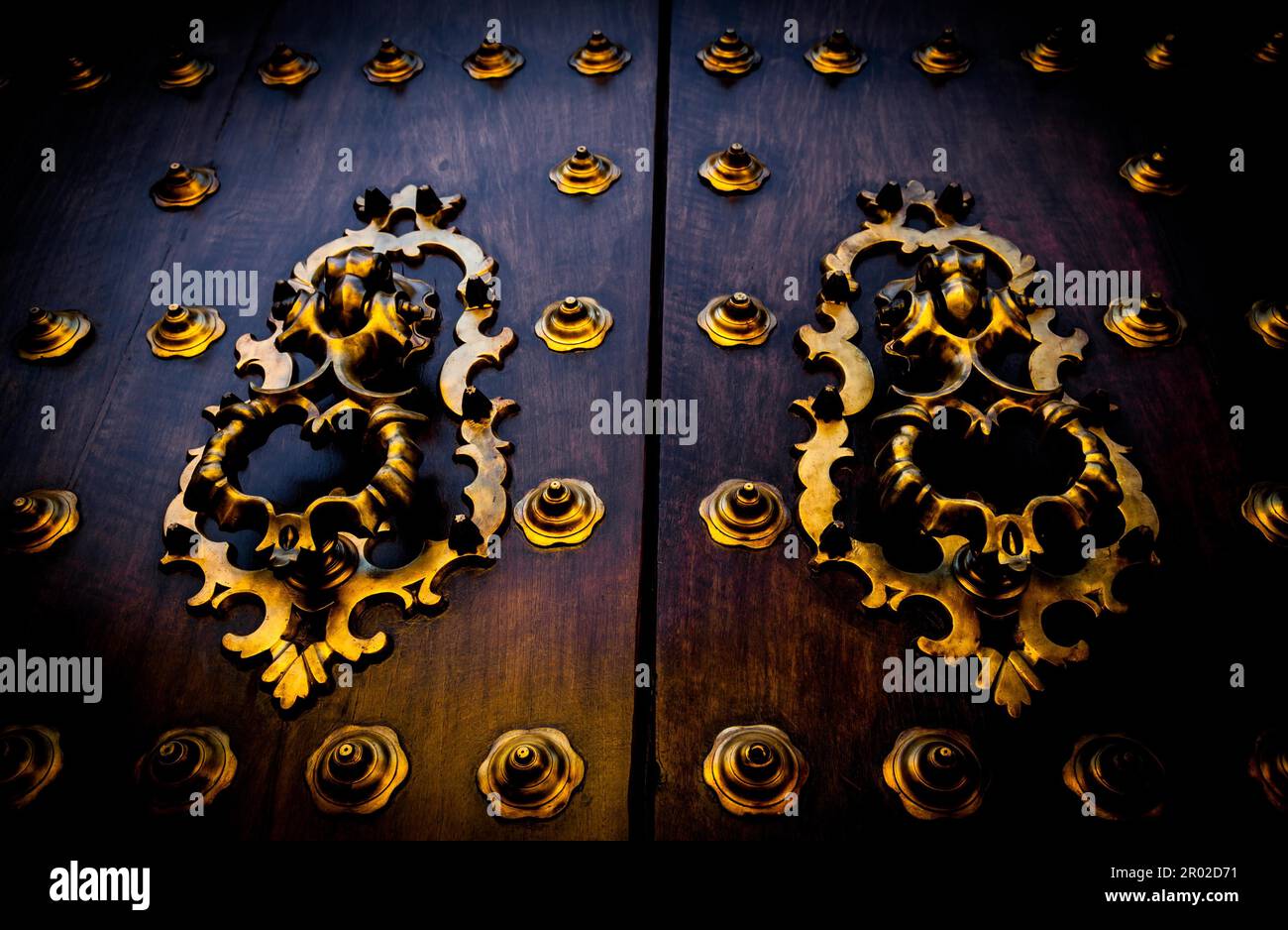 Seville, Spain. Old door detail, made of wood, 200 years old Stock ...