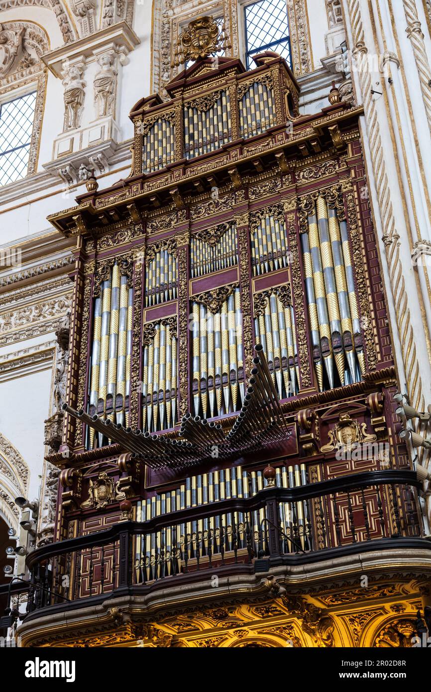 Detail of a 2 century old organ in a Spanish Catholic Church Stock ...