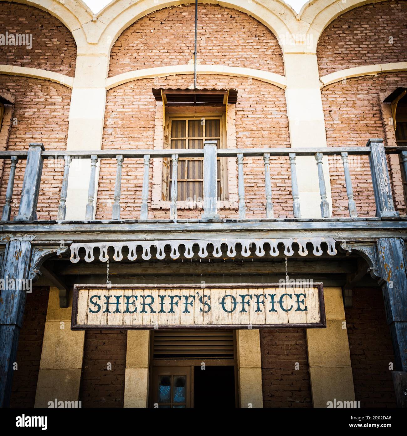 Old Sheriff Office cartel, made of wood, useful for concepts Stock ...