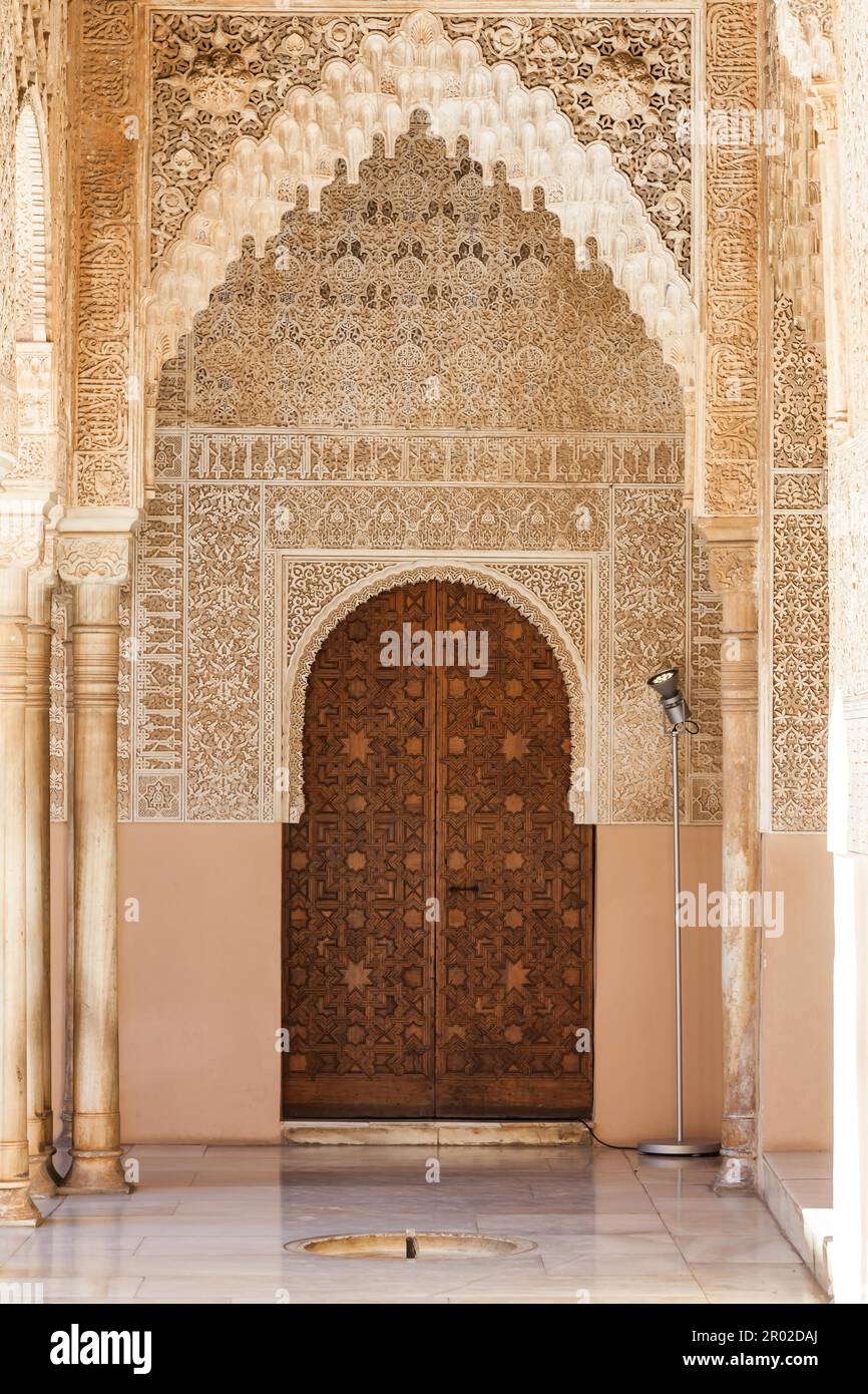 Detail of ancient door in Alhambra UNESCO site - Spain, decorations 800 ...