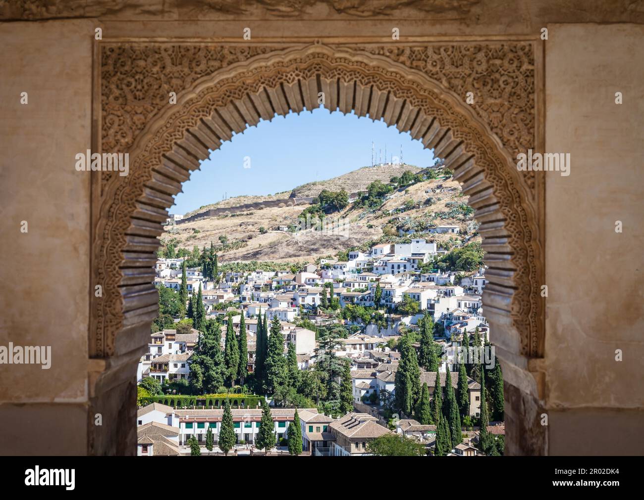 Spain, Andalusia Region, Granada town panorama from Alhambra viewpoint ...
