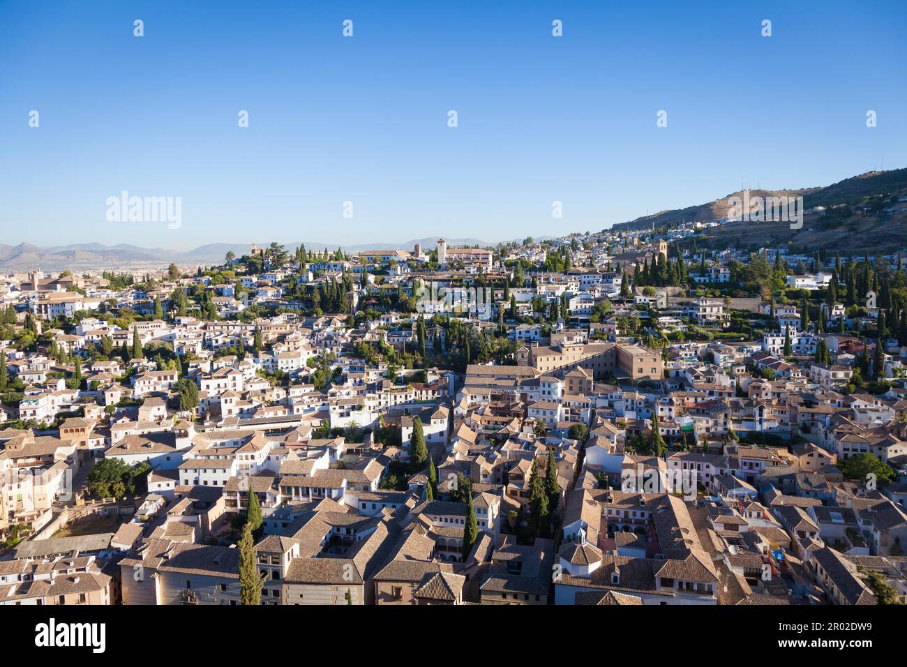 Spain, Andalusia Region, Granada town panorama from Alhambra viewpoint ...