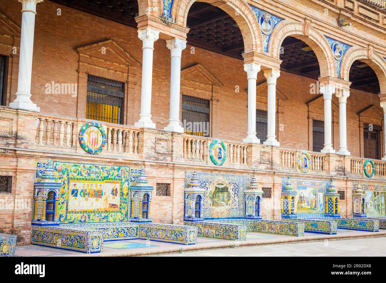 Spain, Seville. Spain Square, a landmark example of the Renaissance ...