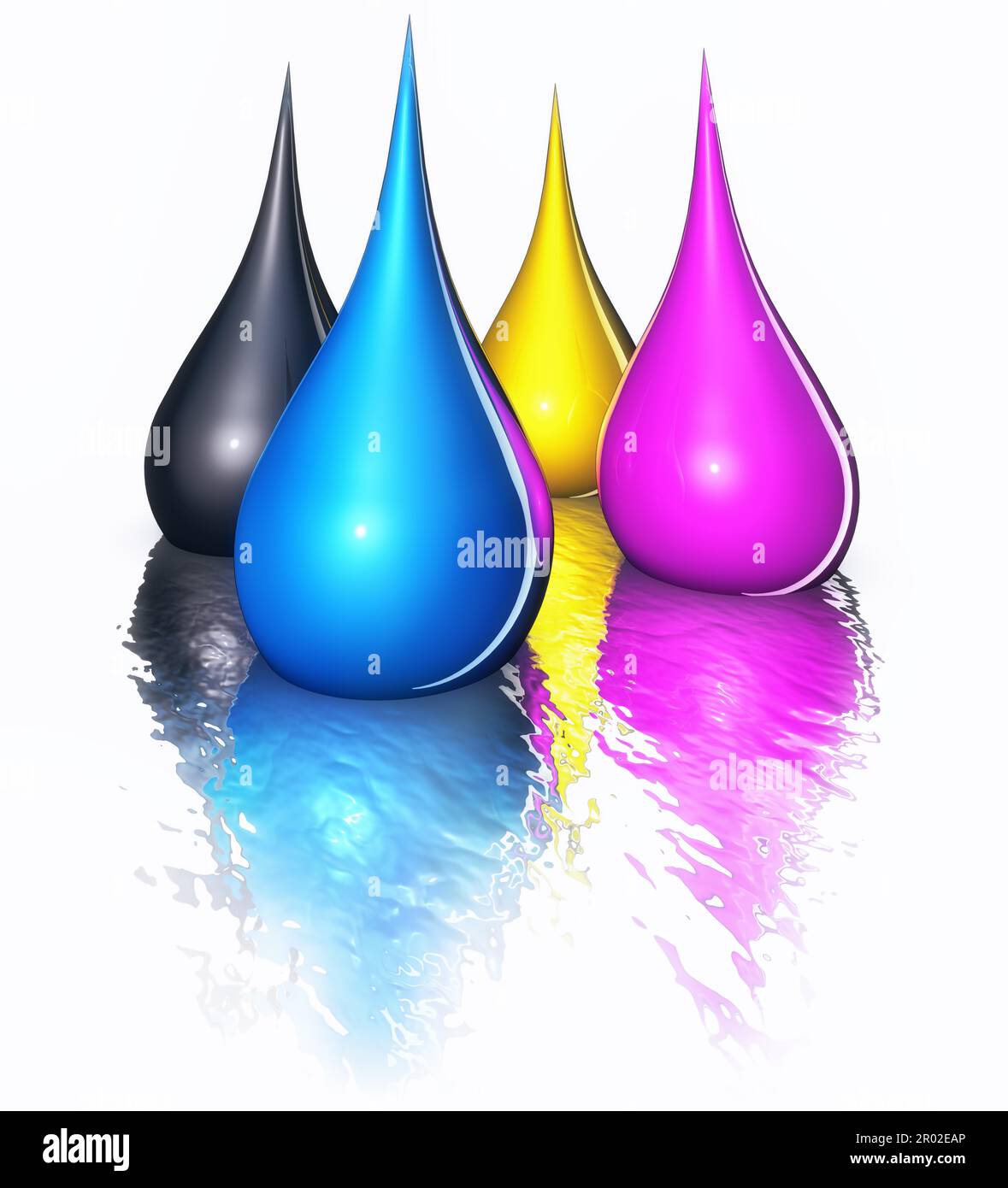 3D renderings of cmyk drops Stock Photo - Alamy