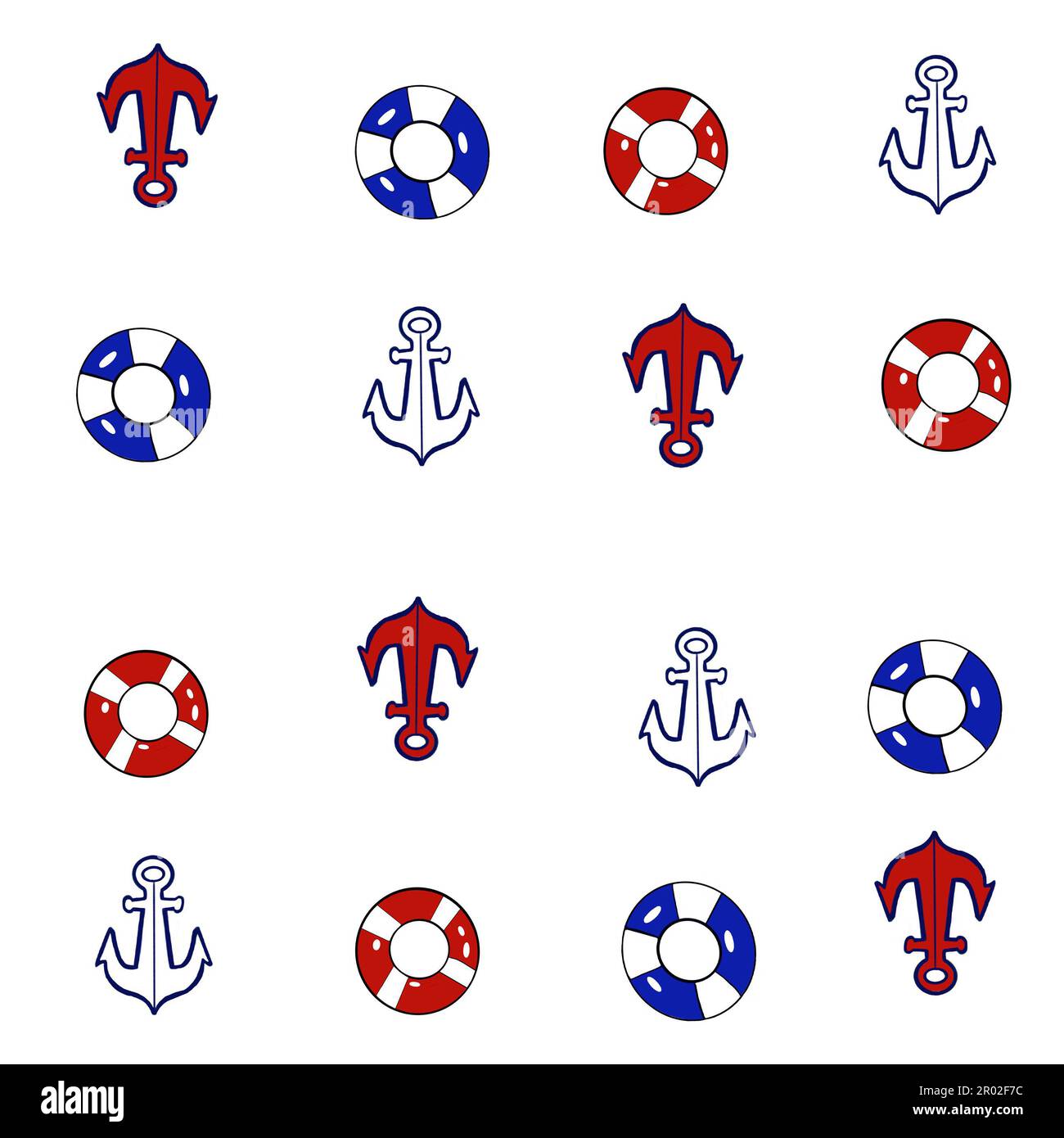 pattern sea set, anchor, lifebuoy, on a white background Stock Photo ...