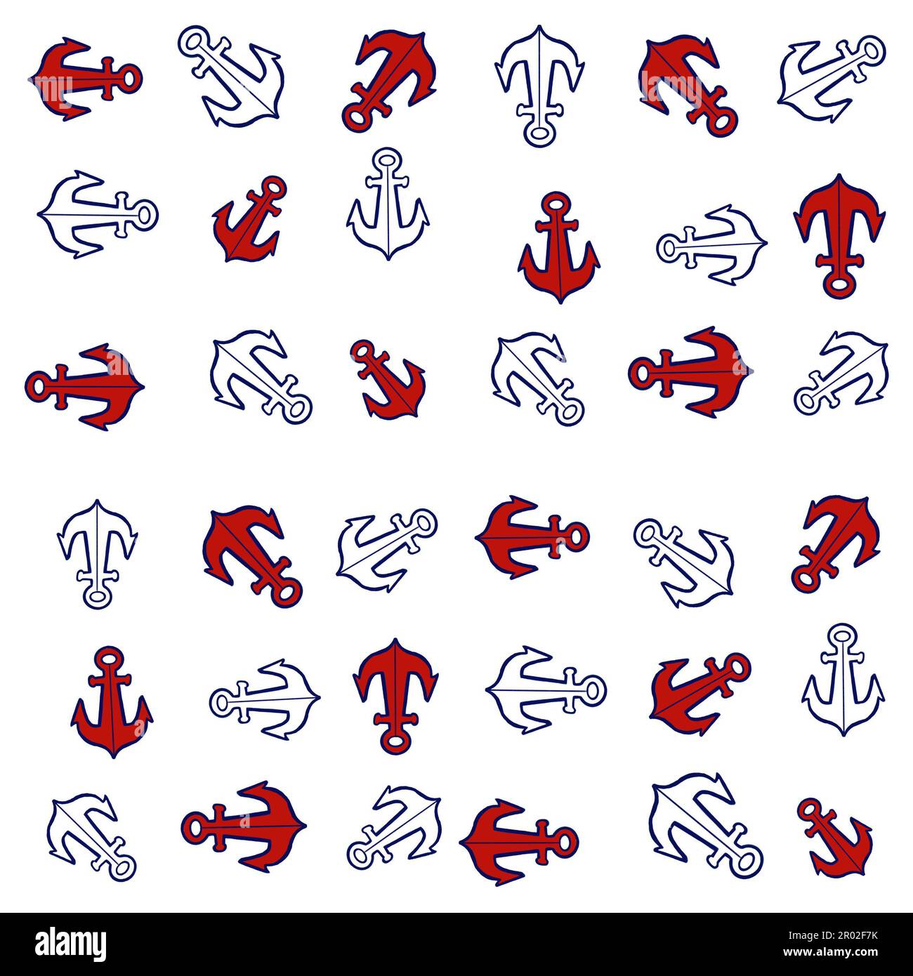 pattern sea set, anchor on a white background Stock Photo - Alamy