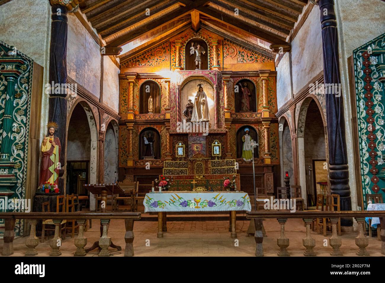 Interior of the Santa Ana de Velasco mission church, Unesco site Jesuit ...