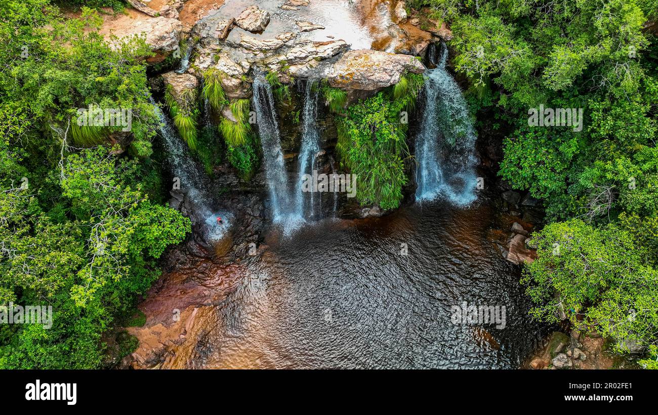 Aerial of the Cuevas Waterfalls, Samaipata, Bolivia Stock Photo - Alamy