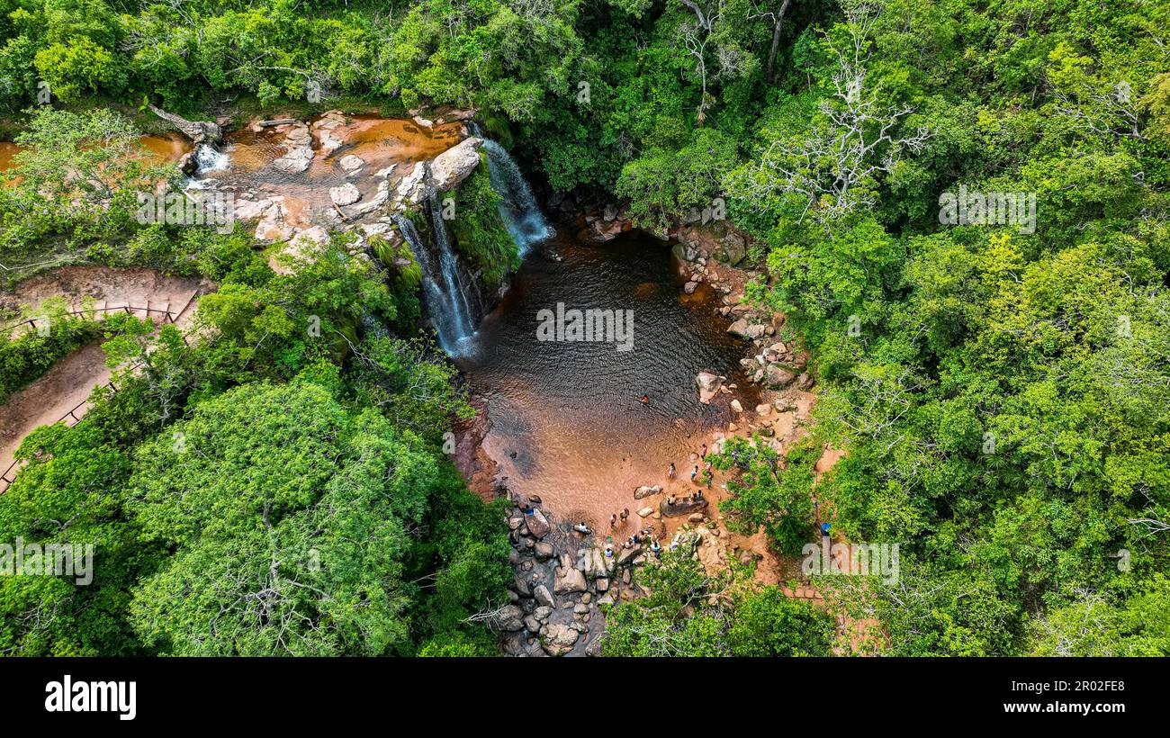 Aerial of the Cuevas Waterfalls, Samaipata, Bolivia Stock Photo - Alamy