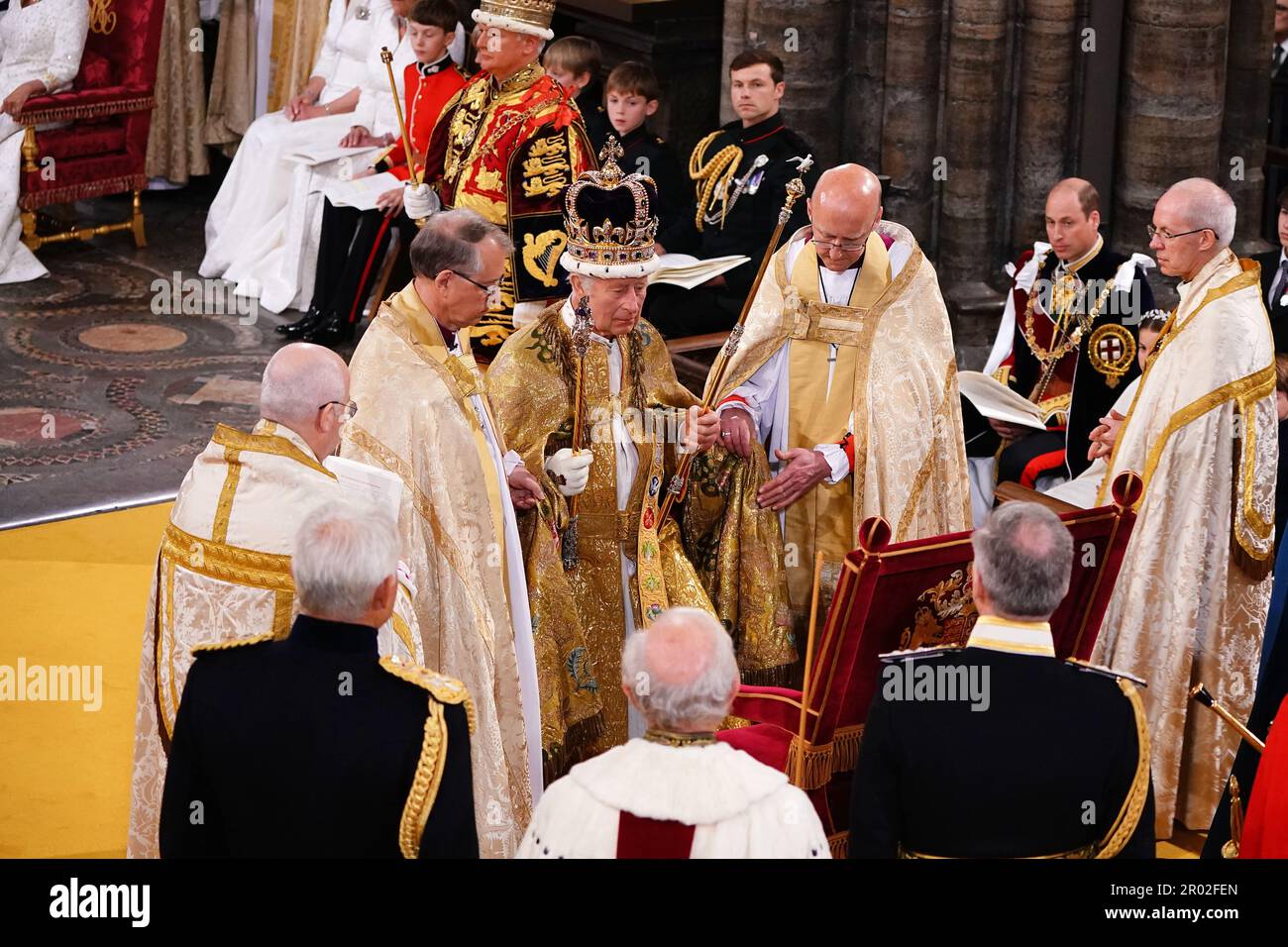 King Charles III during his coronation ceremony in Westminster Abbey ...