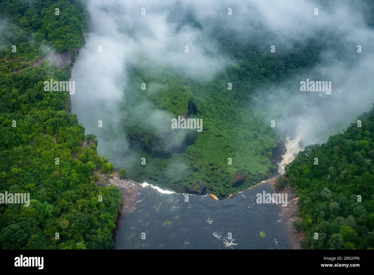 Aerial of the Kaieteur Falls, Potaro river, Guyana, South America Stock ...