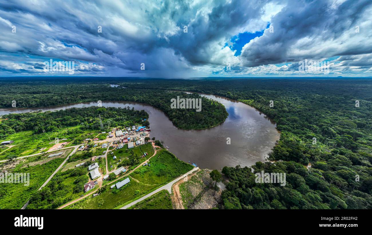 Aerial of the Suriname river at Pokigron, Suriname Stock Photo - Alamy