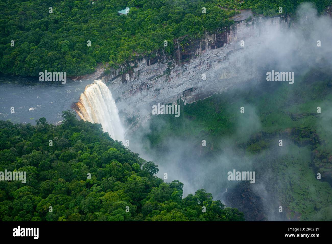 Aerial of the Kaieteur Falls, Potaro river, Guyana, South America Stock ...
