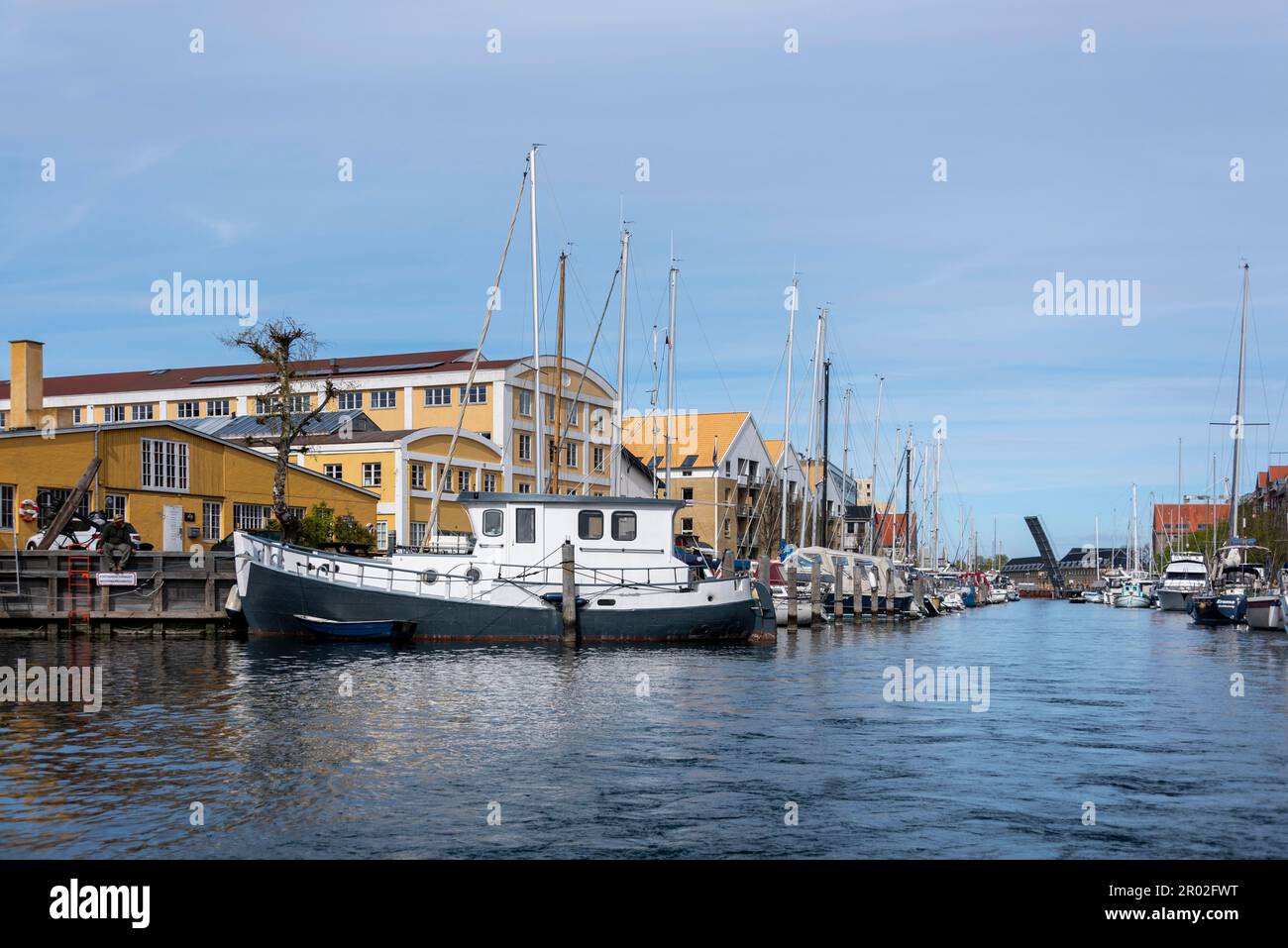 Ships and sailboats in Christianshavn district, Copenhagen, Hovedstaden ...