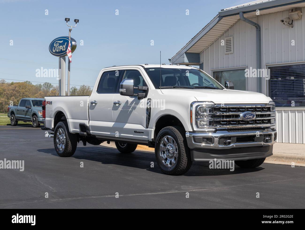 Silver Lake - Circa May 2023: Ford F-350 Crew Cab display at a ...