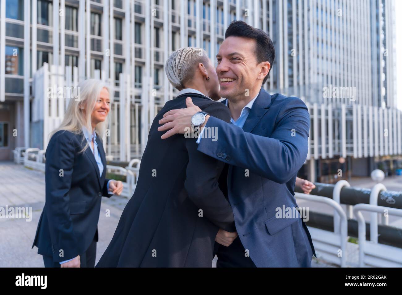Greeting Executives in a Dynamic Business Environment Stock Photo - Alamy