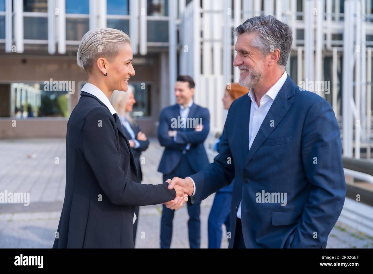 Handshake of Successful Business Executives in a Downtown Area Stock ...