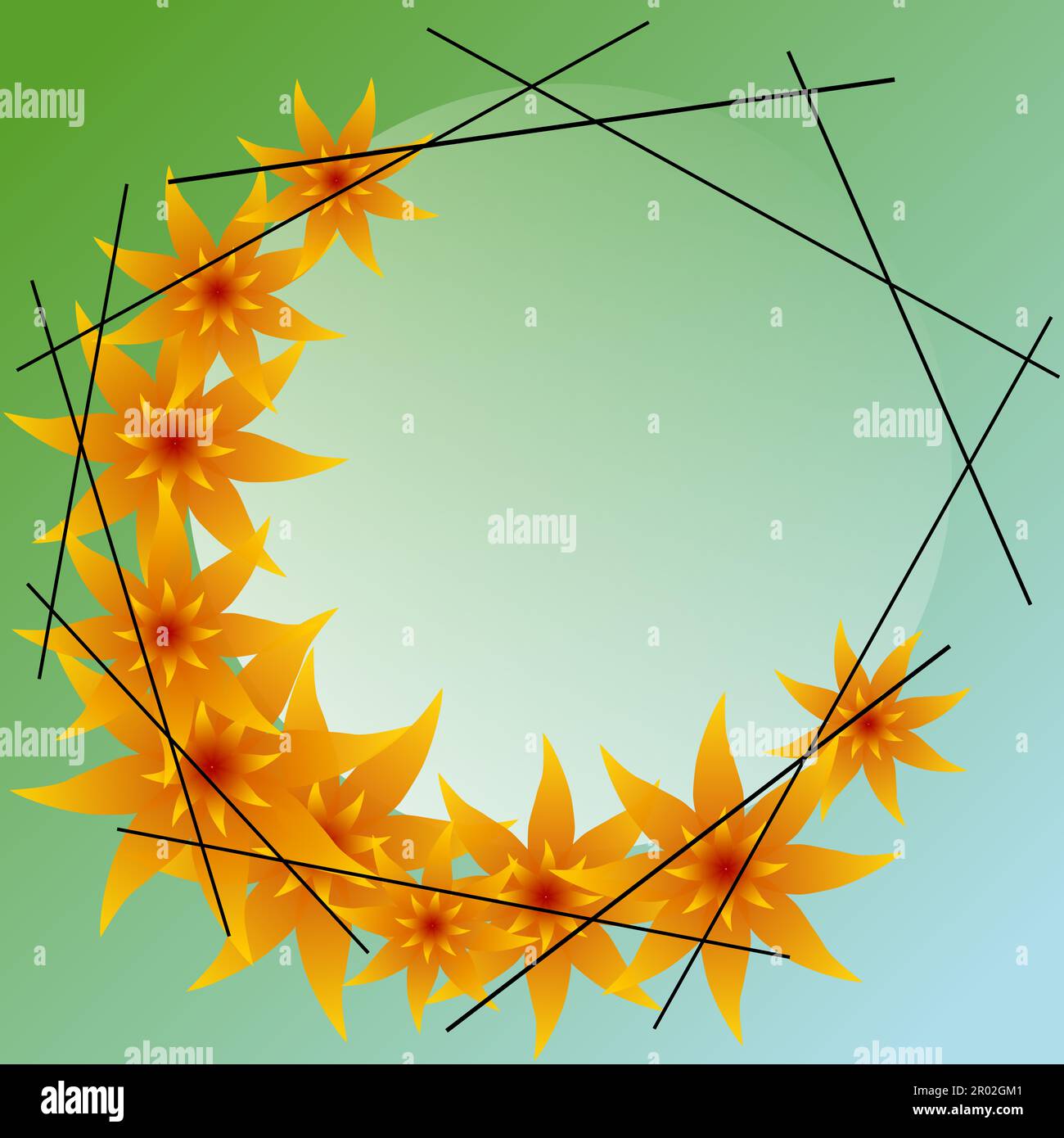 Abstract floral frame with orange stylized flowers Stock Photo - Alamy