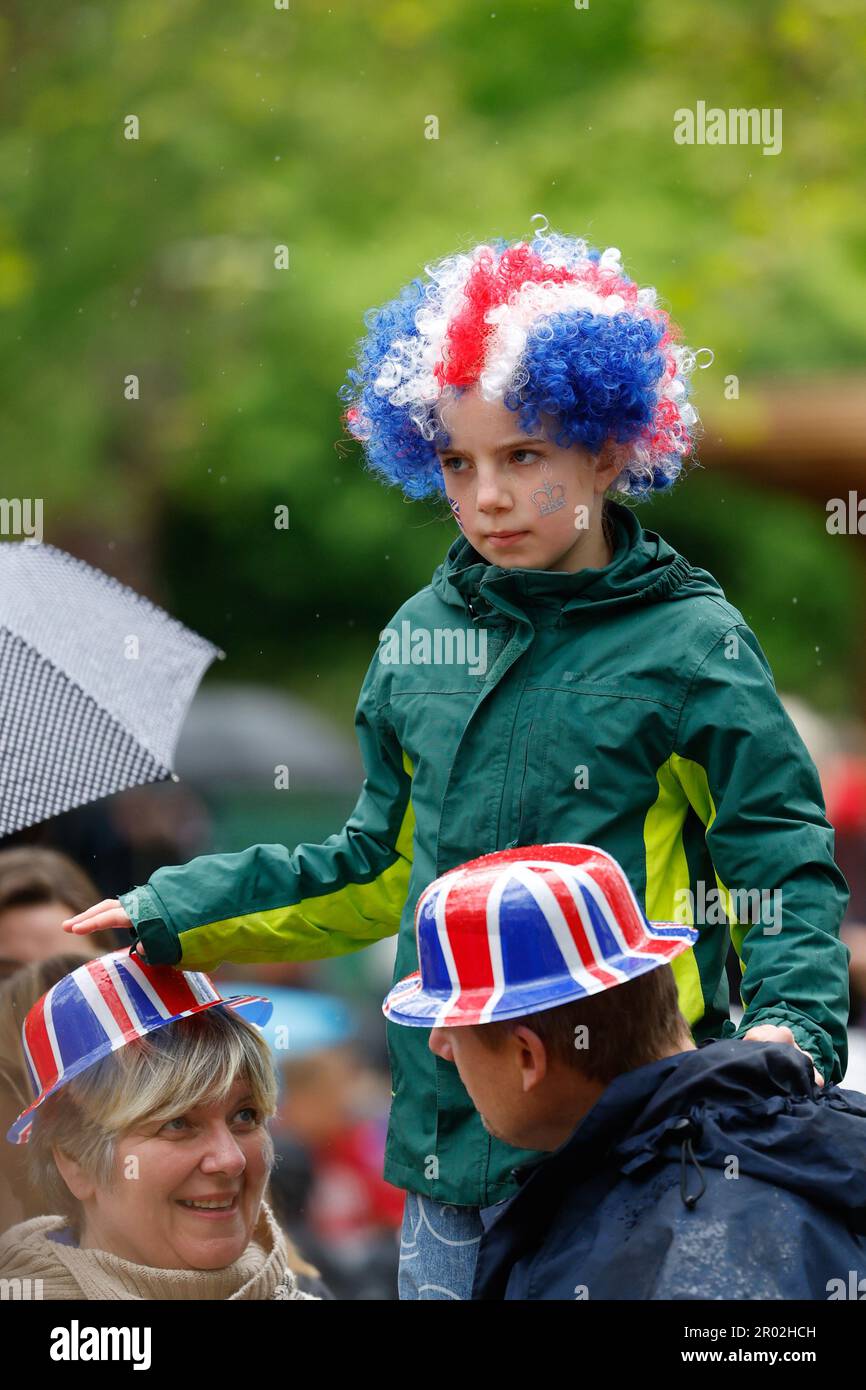 A young reveller during the Coronation of King Charles III in London ...