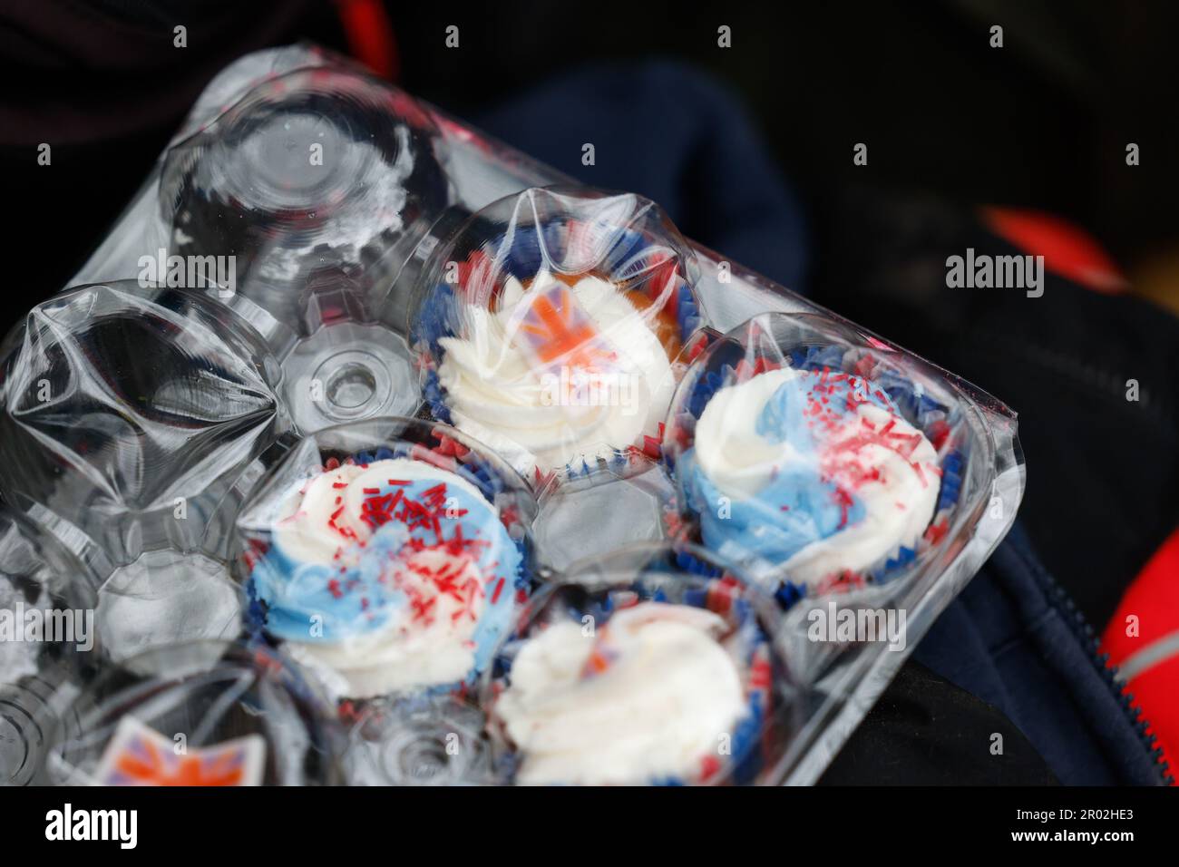 Union Flag cupcakes during the Coronation of King Charles III in London ...