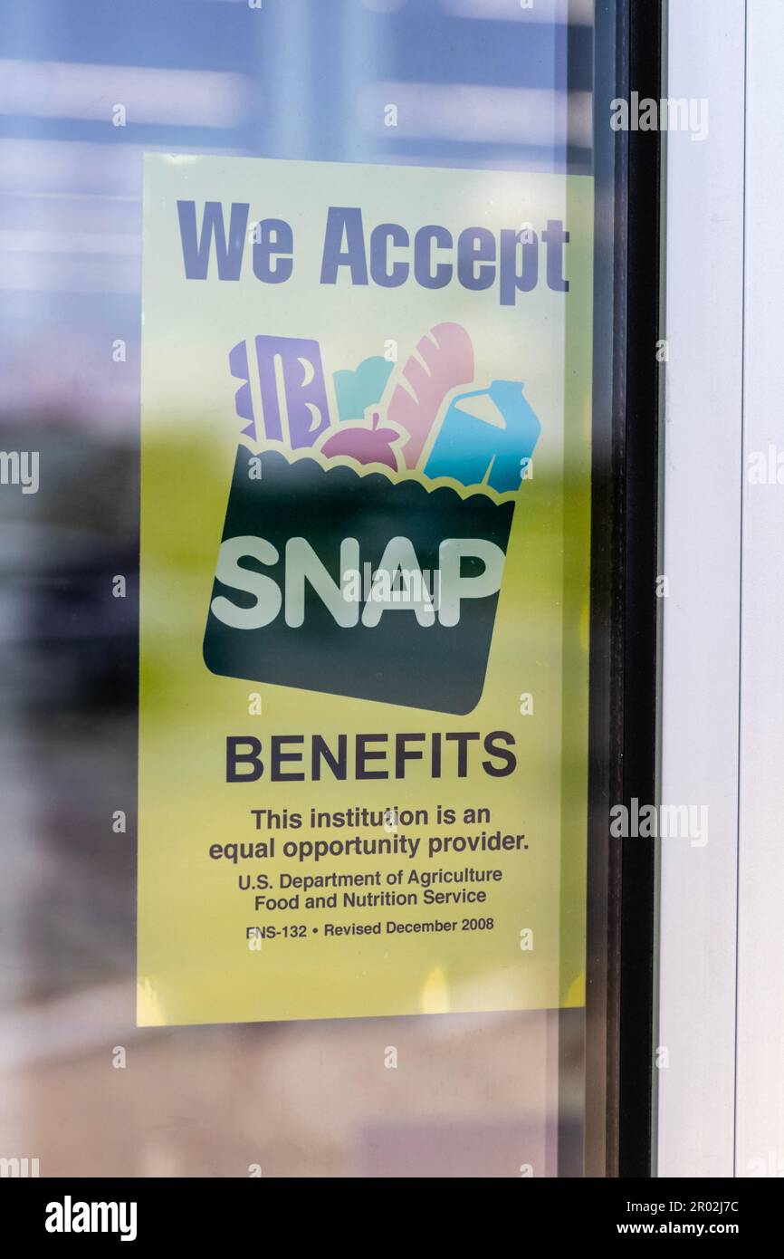 Warsaw - Circa May 2023: We Welcome SNAP Benefits sign. SNAP and Food ...