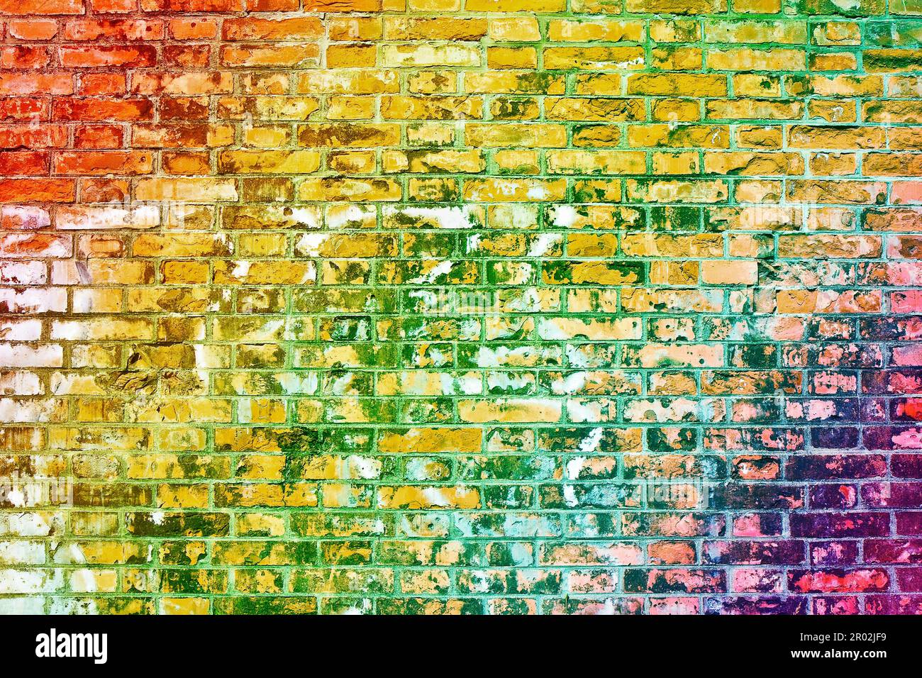 Colorful brick wall background with multi colored rainbow effect Stock ...