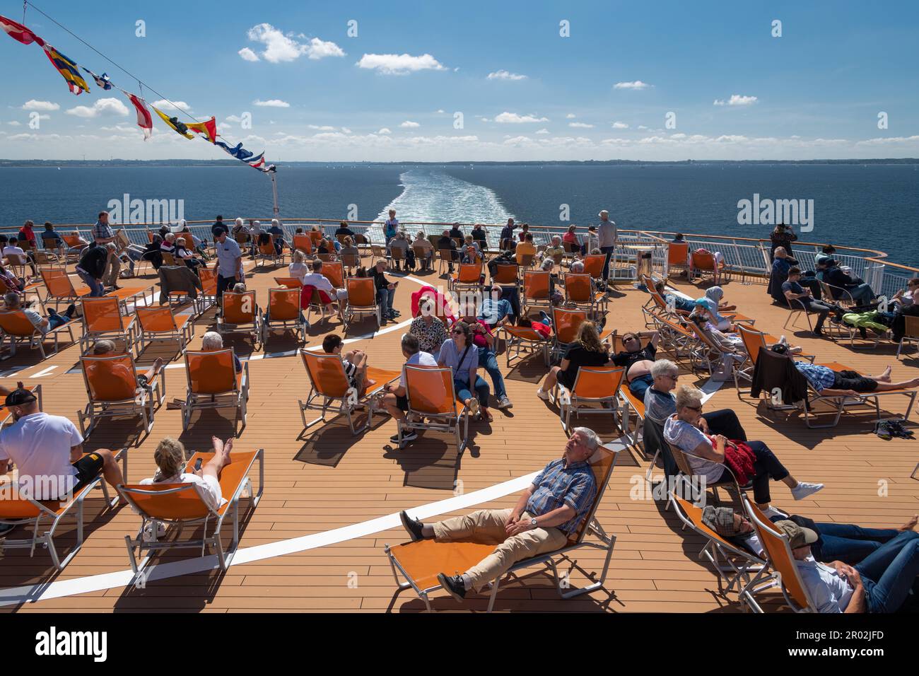 Sun deck, car ferry Color Fantasy from Kiel to Oslo Stock Photo - Alamy