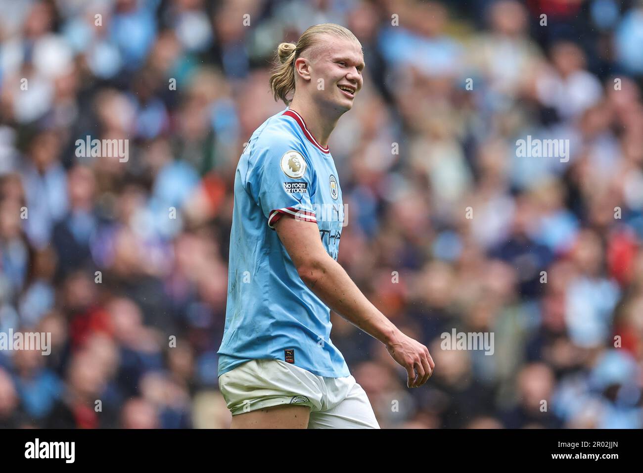 Erling Håland #9 of Manchester City is all smiles during the Premier ...